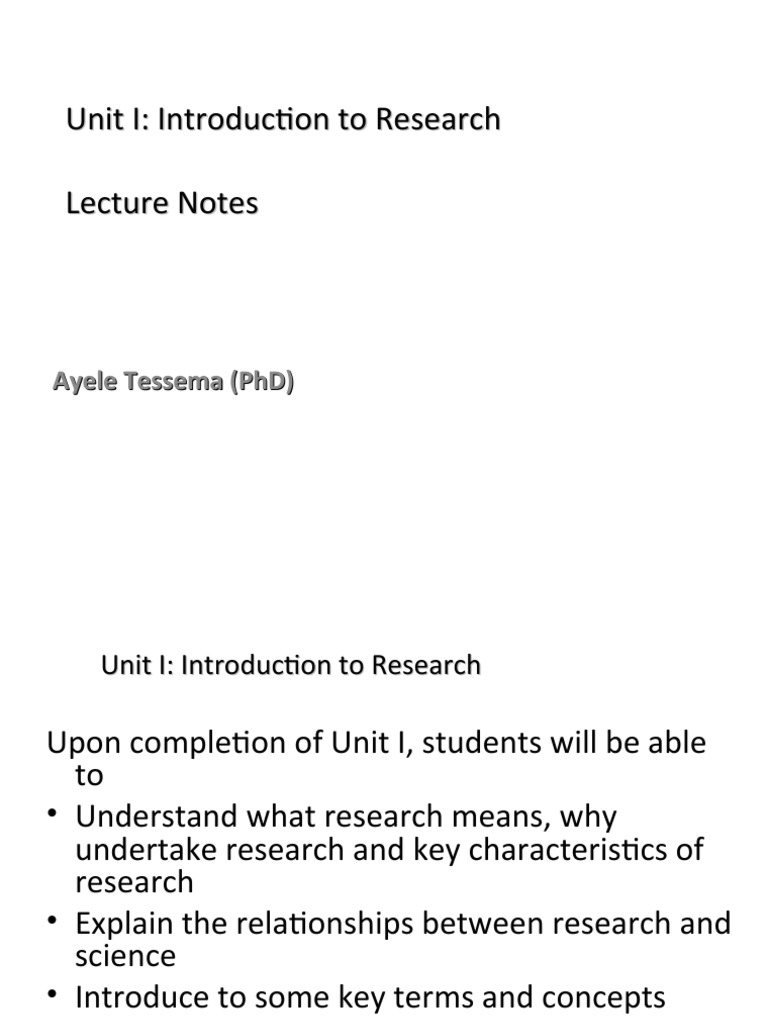 Unit I: Introduction To Research Lecture Notes | PDF | Theory ...