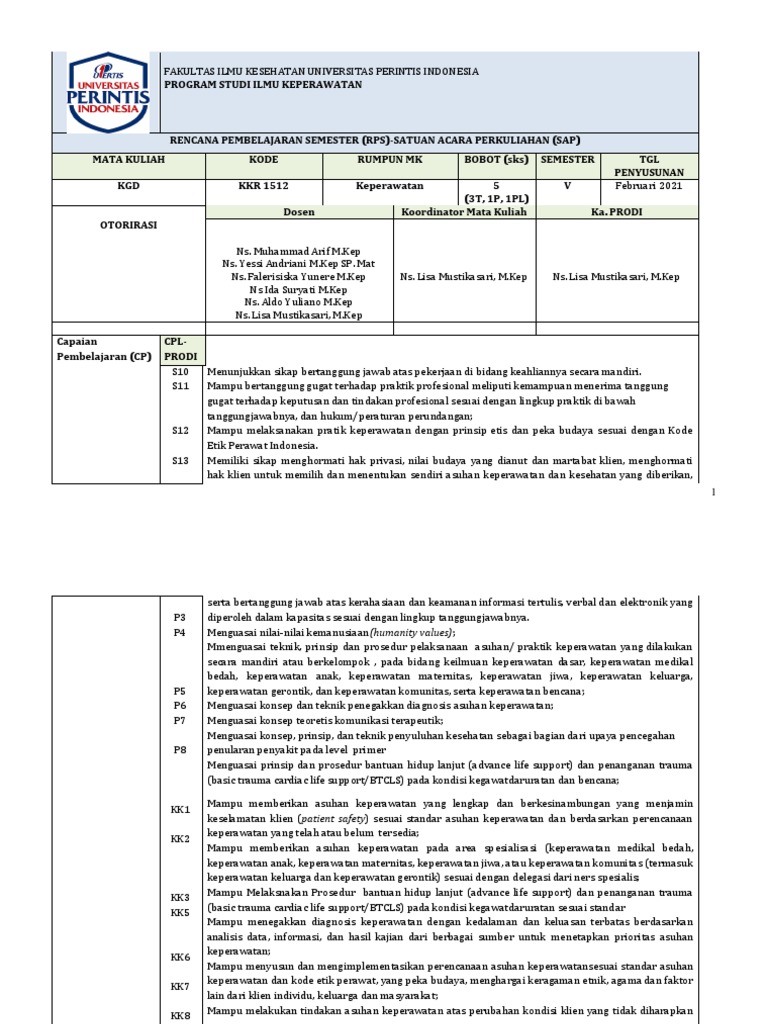 RPS KGD Reguler 20202021 Luring Dan Daring | PDF | Kesehatan Holistik