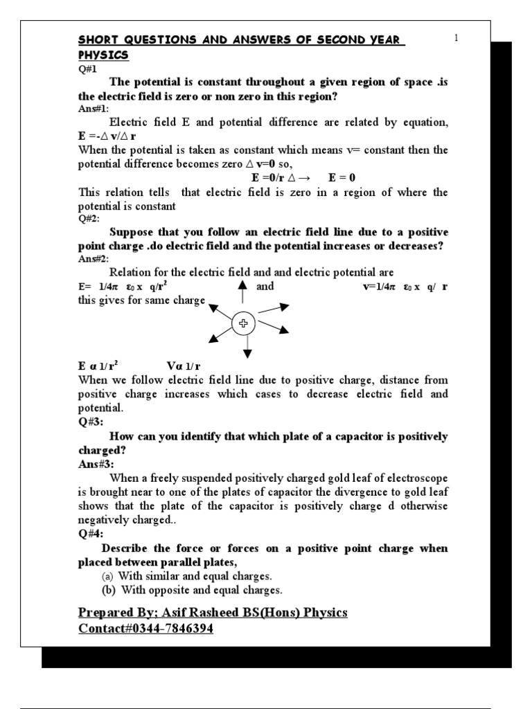 Shorts Ans of 2nd Physics | PDF | Incandescent Light Bulb | Electric Field