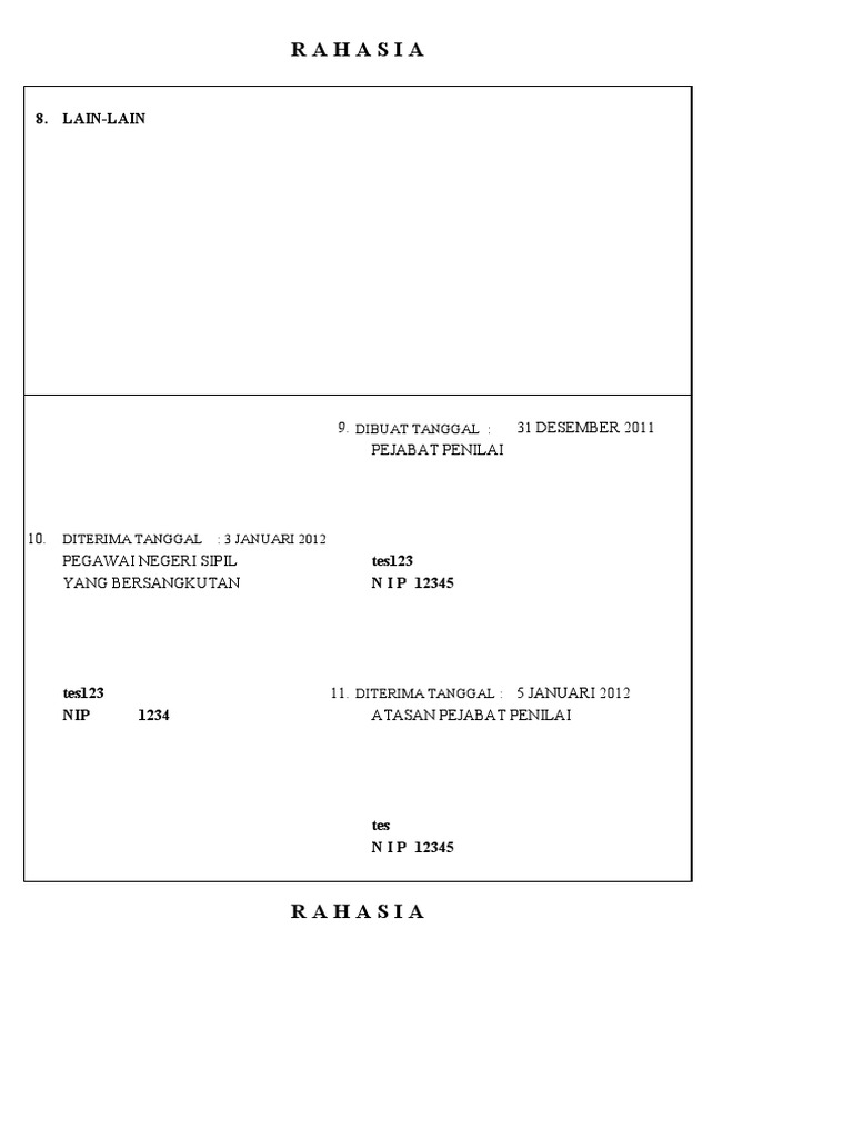 Daftar Penilaian Pelaksanaan Pekerjaan-Dp3 Pns | PDF