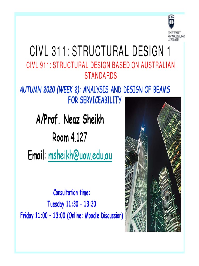 CIVL311 - CIVL911 - 2020 - Week 2 - Analysis and Design of Beams For Serviceability - 1 | PDF ...