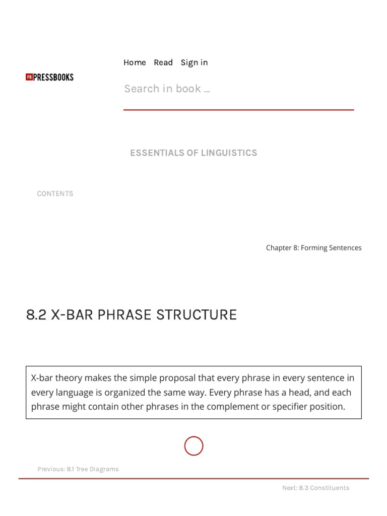 8.2 X-Bar Phrase Structure - Essentials of Linguistics | PDF | Phrase ...