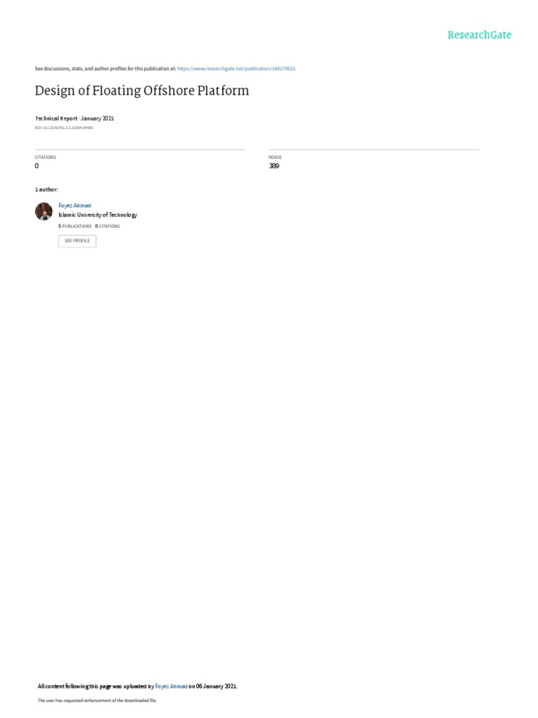 Design of Floating Offshore Platform: January 2021 | PDF | Offshore ...