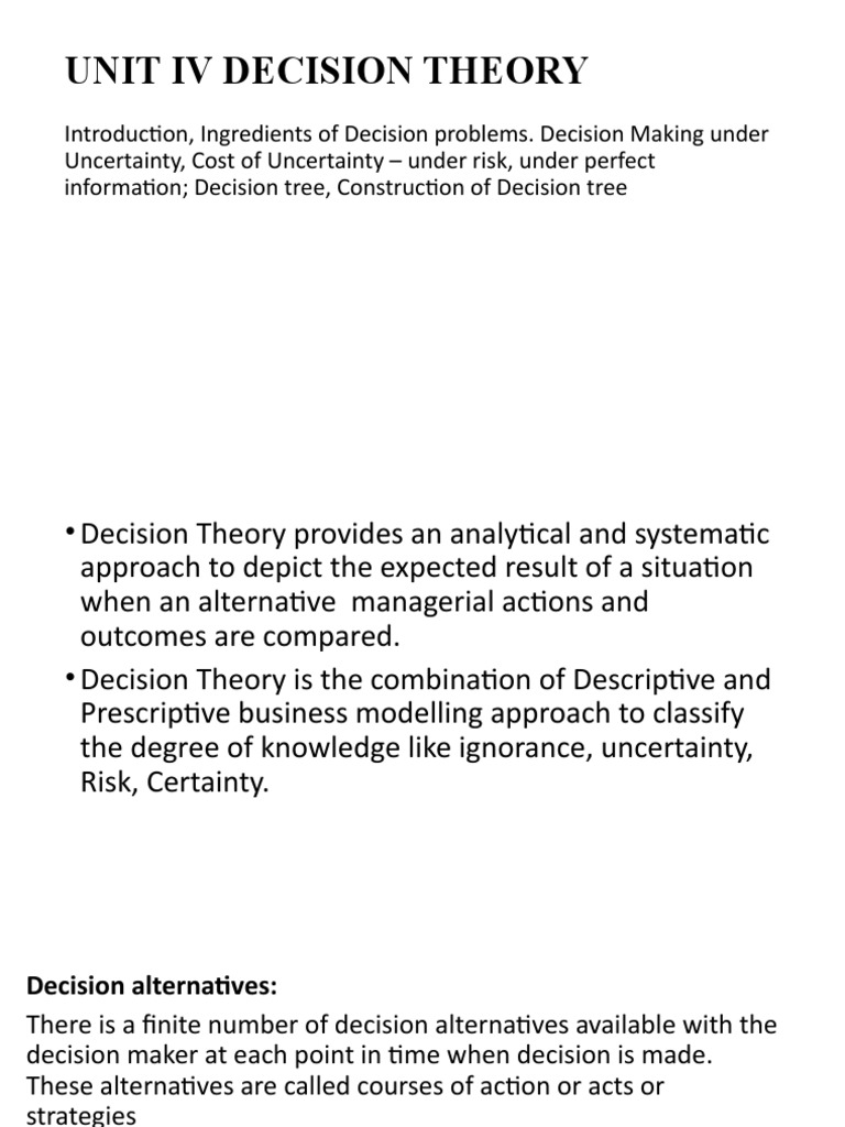 Decision Theory and Decision Tree | PDF | Applied Mathematics ...