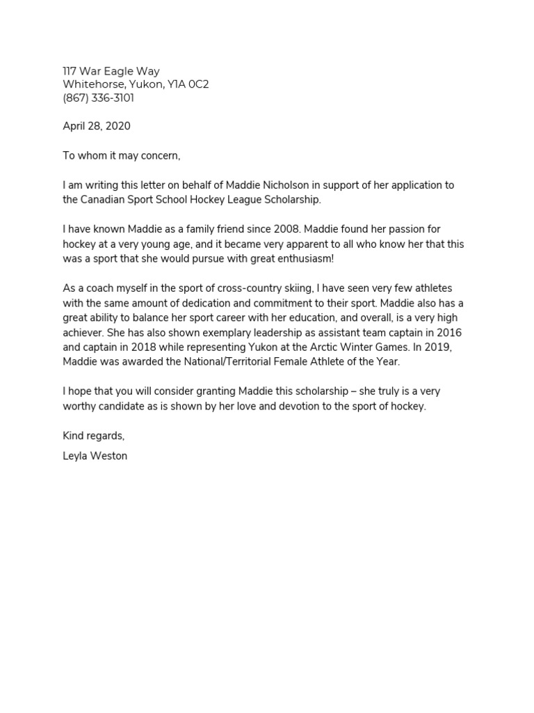 Reference Letter Maddie Nicholson | PDF