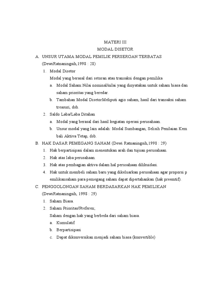 Modal Disetor dan Hak Saham | PDF | Bisnis