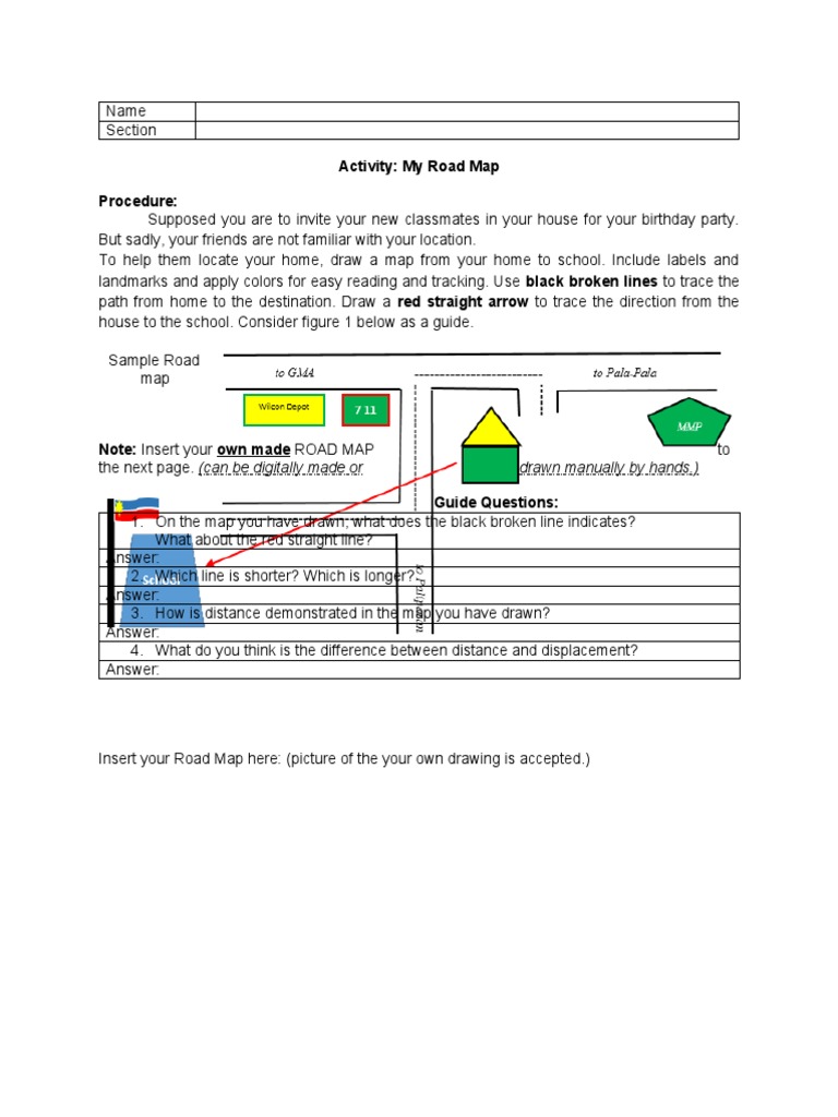 Activity: My Road Map Procedure:: Drawn Manually by Hands.) | PDF | Art