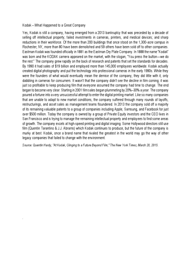 Kodak's Rise and Fall | PDF | Business | Economies
