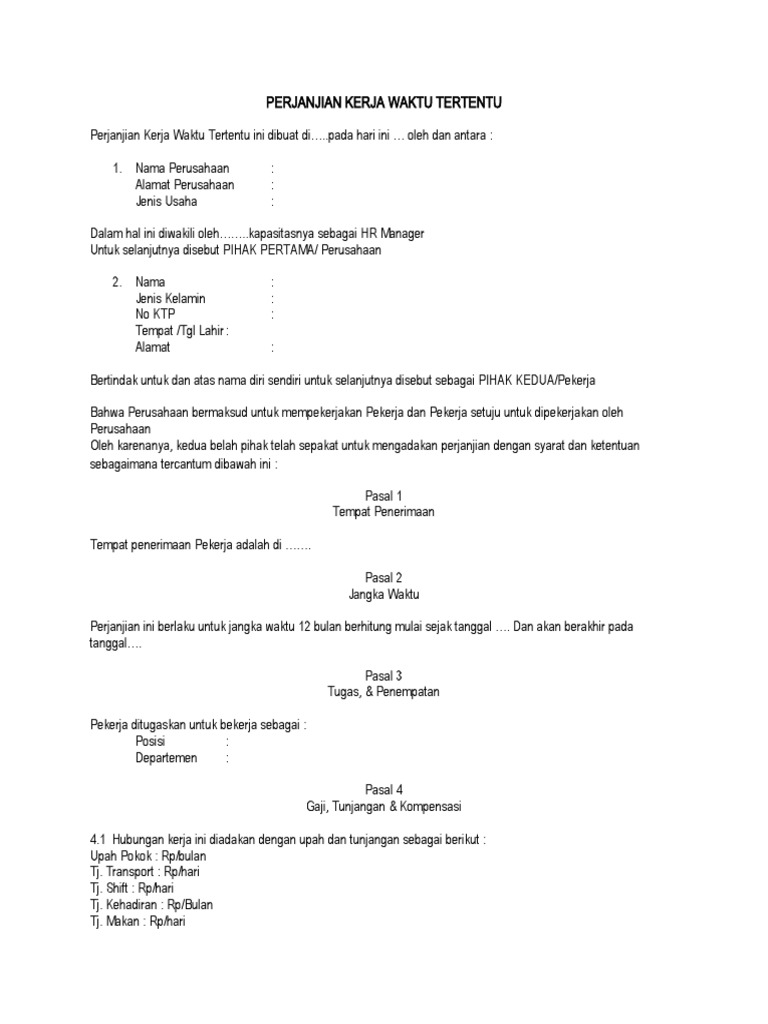 Format PKWT (Penyesuaian PP 35) | PDF
