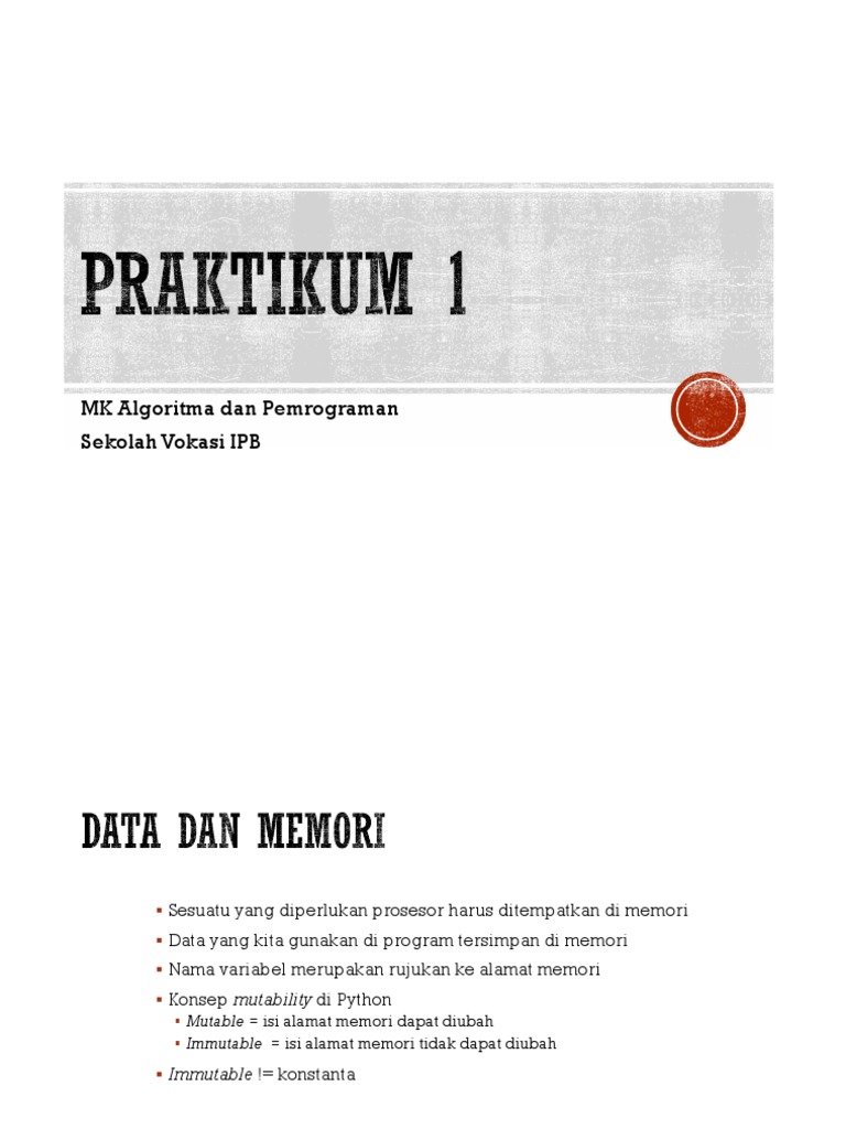 Praktikum 1 - Pengenalan Python 2020 | PDF