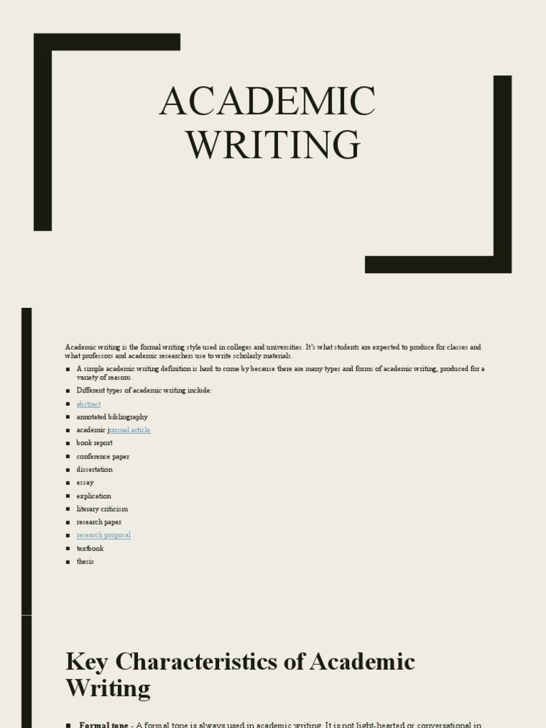 Academic Writing Style
