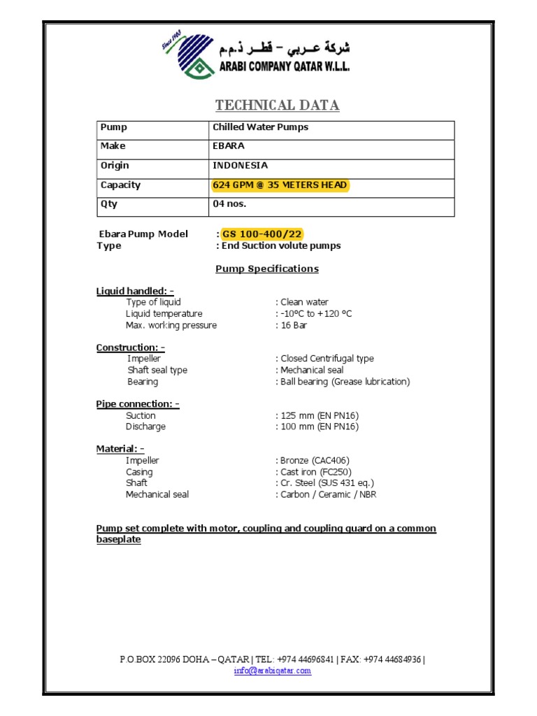 CHW Pump | PDF | Pump | Gas Technologies