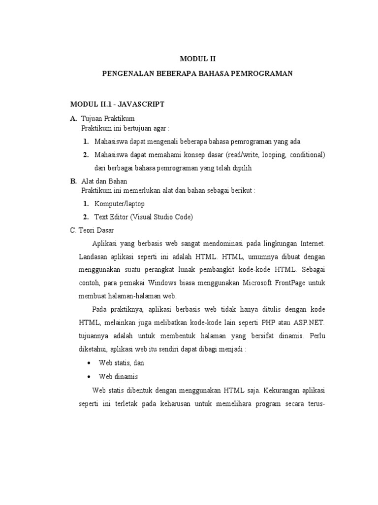 Pengenalan JavaScript untuk Mahasiswa | PDF | Teknologi & Rekayasa