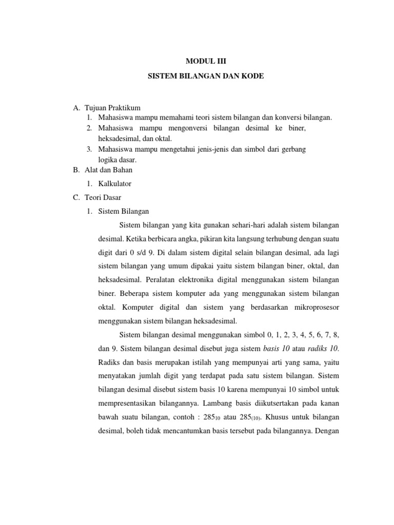 JURNAL III - Sistem Bilangan Dan Kode | PDF