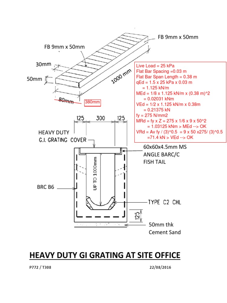 Heavy Duty Drain Grating Revised (002) - Calc | PDF