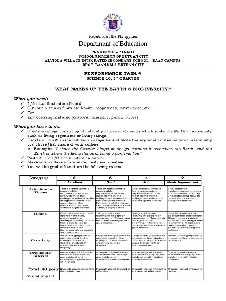 Performance Task 4 Science q3 Grade 10 | PDF