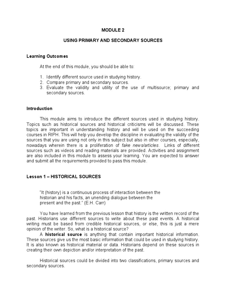 RIPH Module 2 - Camacho | PDF | Primary Sources