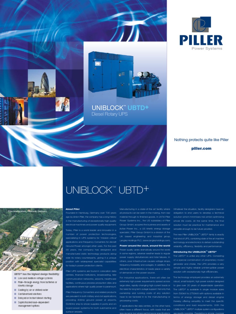 Ubtd Diesel Rotary Ups Brochure en | PDF | Electric Motor | Energy Storage