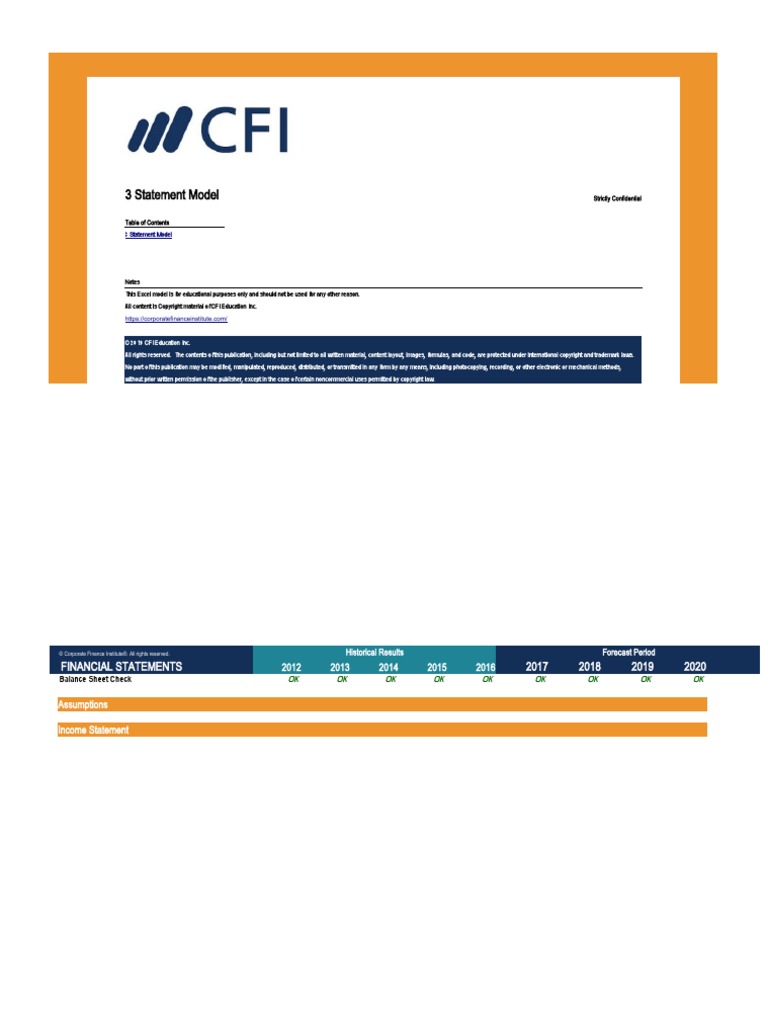 CFI 3 Statement Model Complete | PDF | Copyright | Financial Statement