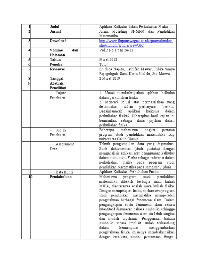 Format CJR Pake Tabel | PDF