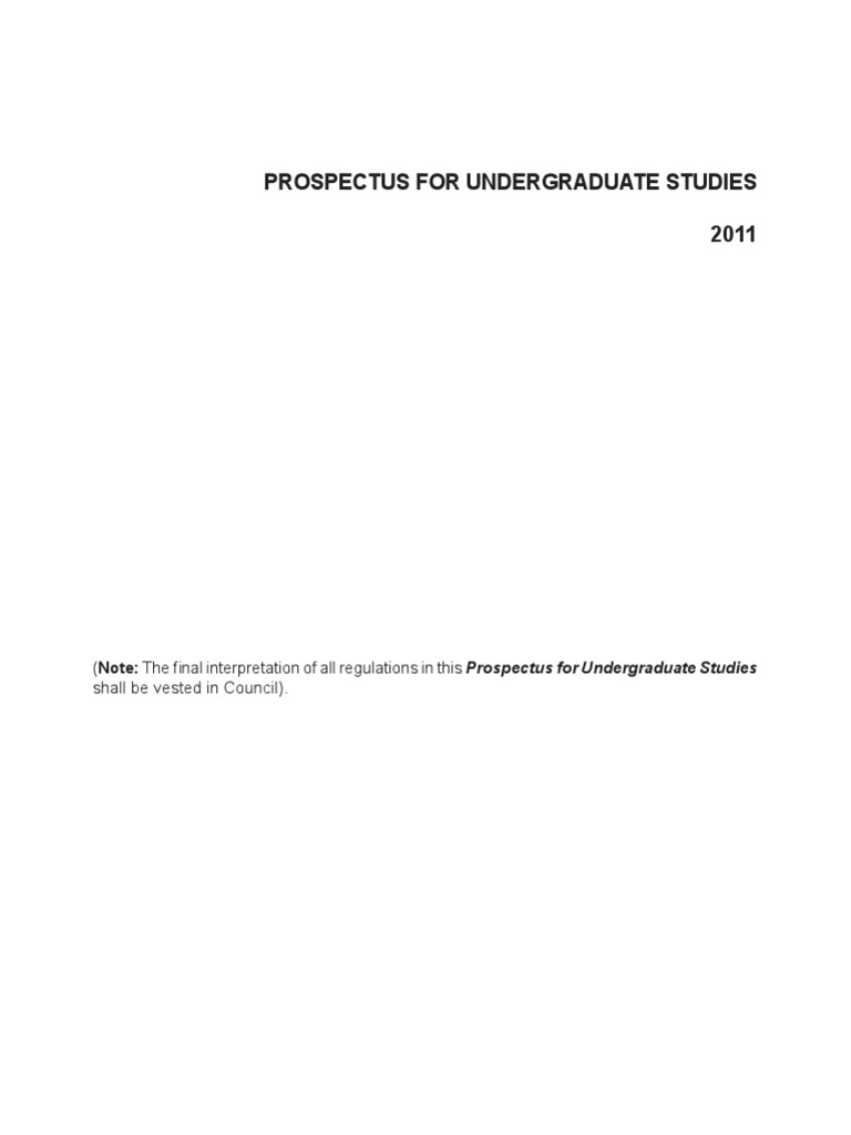 Prospectus Undergraduate Studies | PDF | Academic Term | Institute Of ...