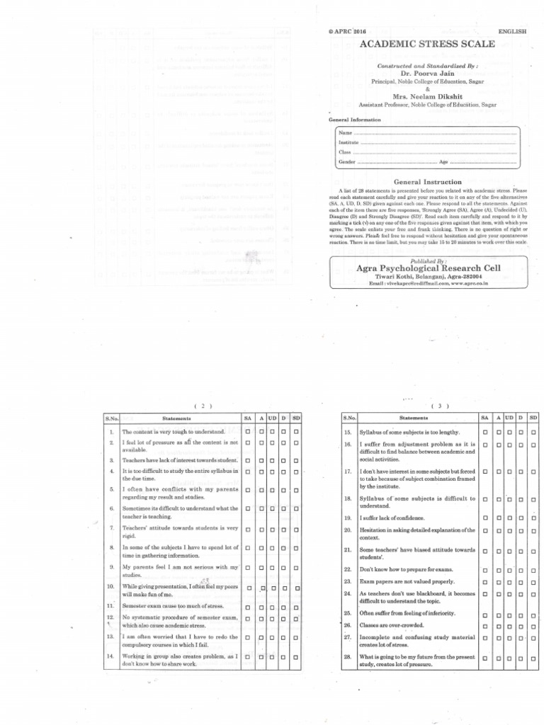 Academic Stress Scale | PDF