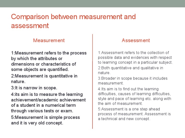 Difference Betwween Measurement and Assessemnt | PDF | Art