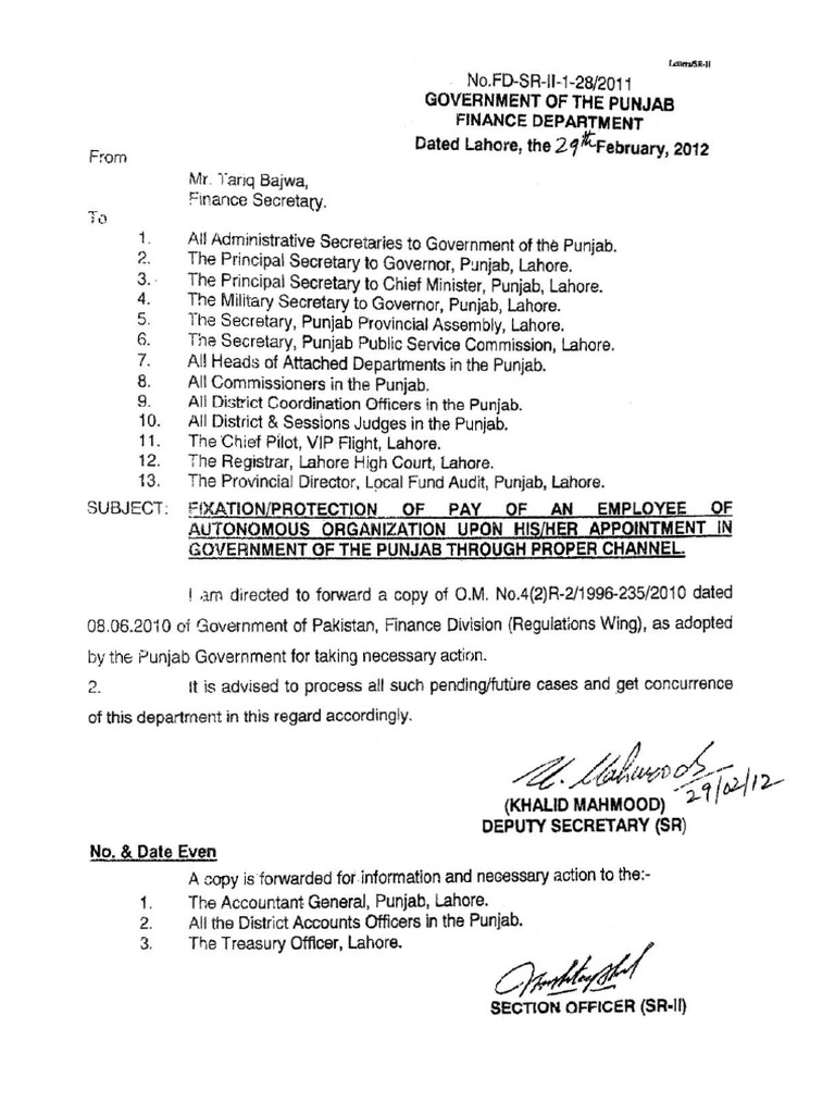 Pay Protection for Autonomous Bodies | PDF | Islamabad | World Politics