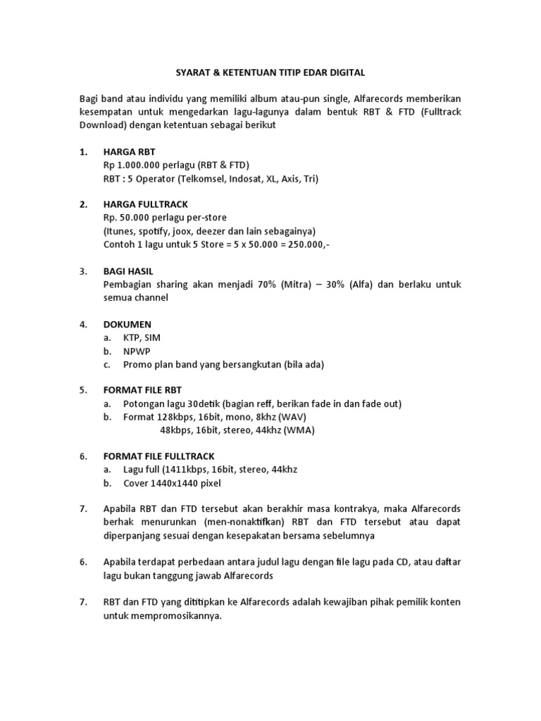 Syarat & Ketentuan Titip Edar Digital | PDF | Komputer