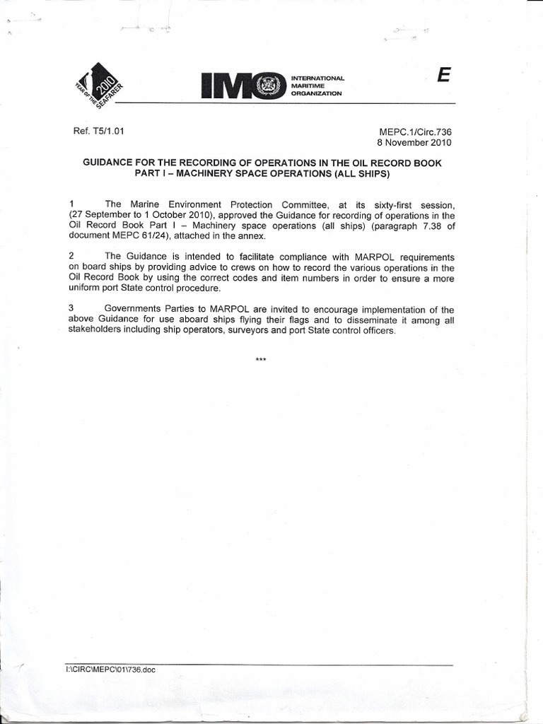 Imo Oil Record Book Guidence | PDF