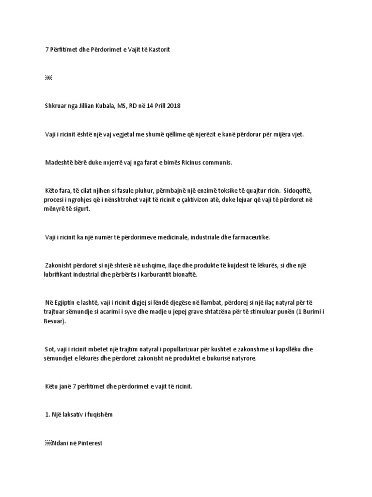 7perfitimet e Vajit Te Ricinit | PDF