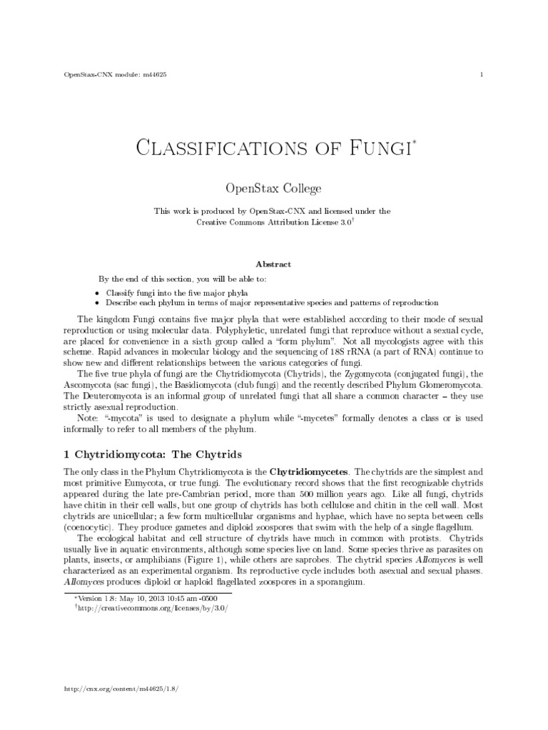 Classifications of Fungi 8 | PDF | Fungus | Sexual Reproduction