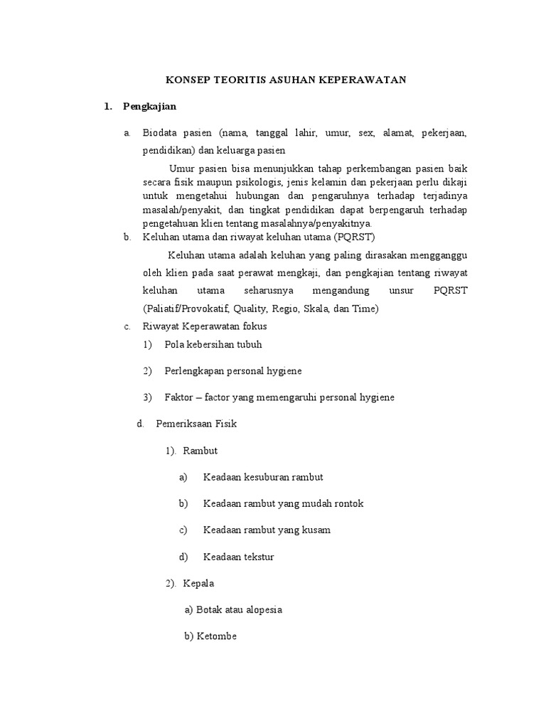 KONSEP TEORITIS ASUHAN KEPERAWATAN KDP Asik | PDF