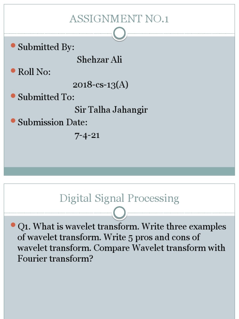 Digital Image Processing (Assignment) | PDF | Wavelet | Data Compression