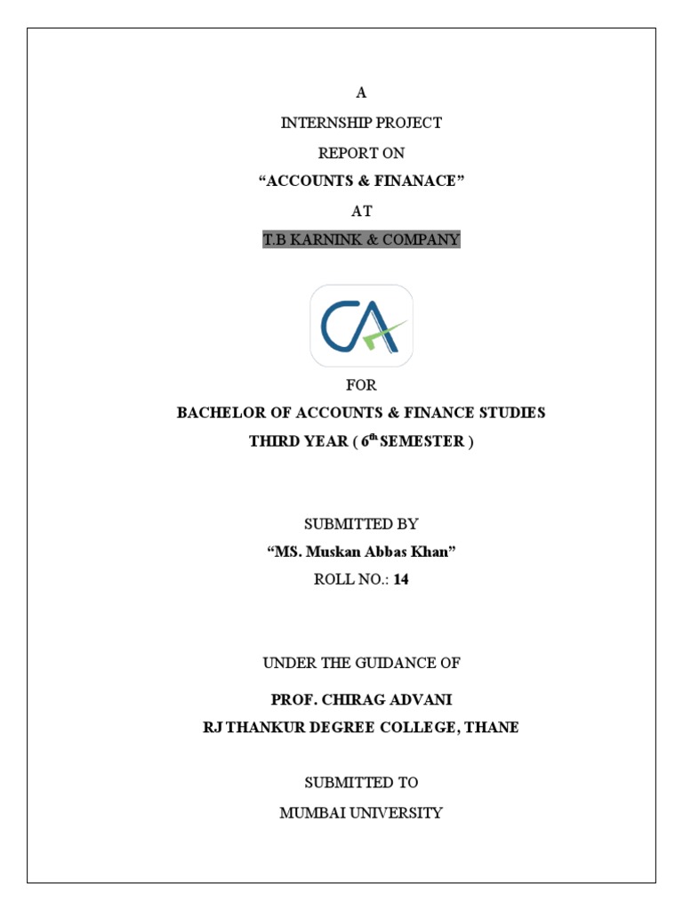 "Accounts & Finanace": A Internship Project Report On | PDF ...