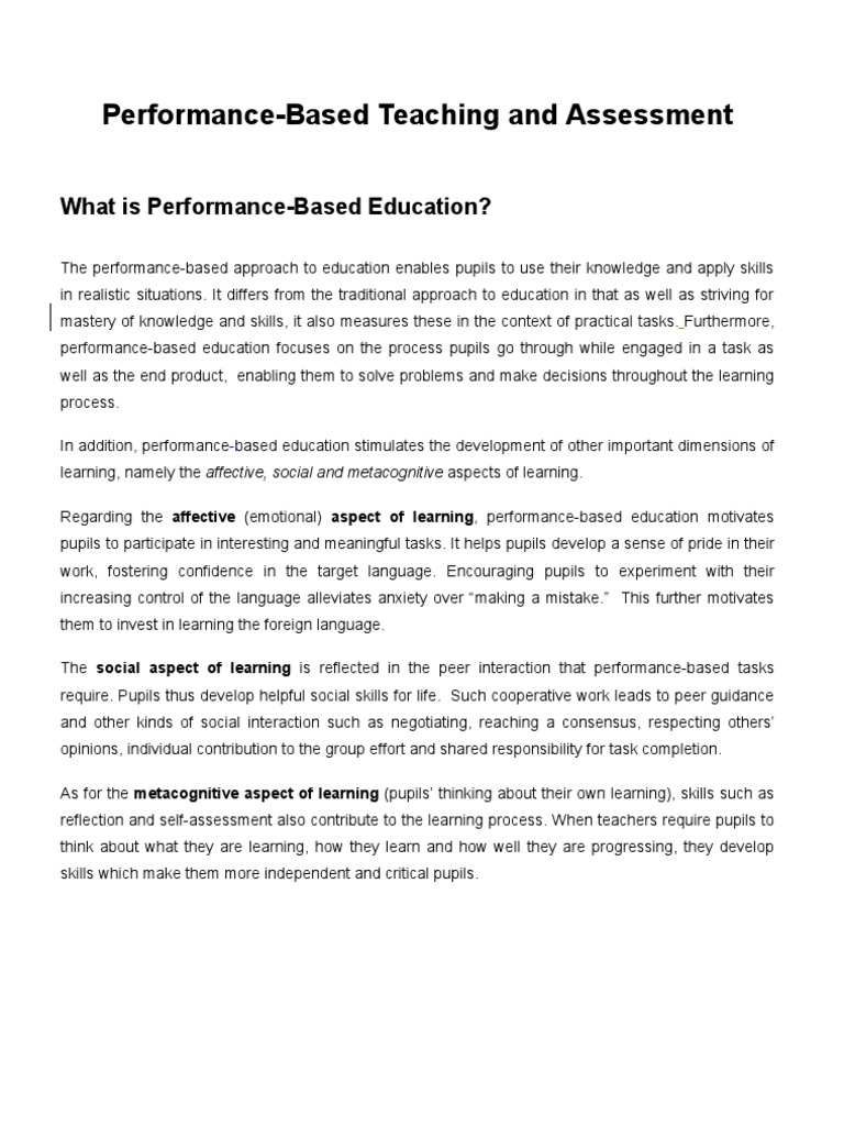 Performance-Based Teaching and Assessment | PDF