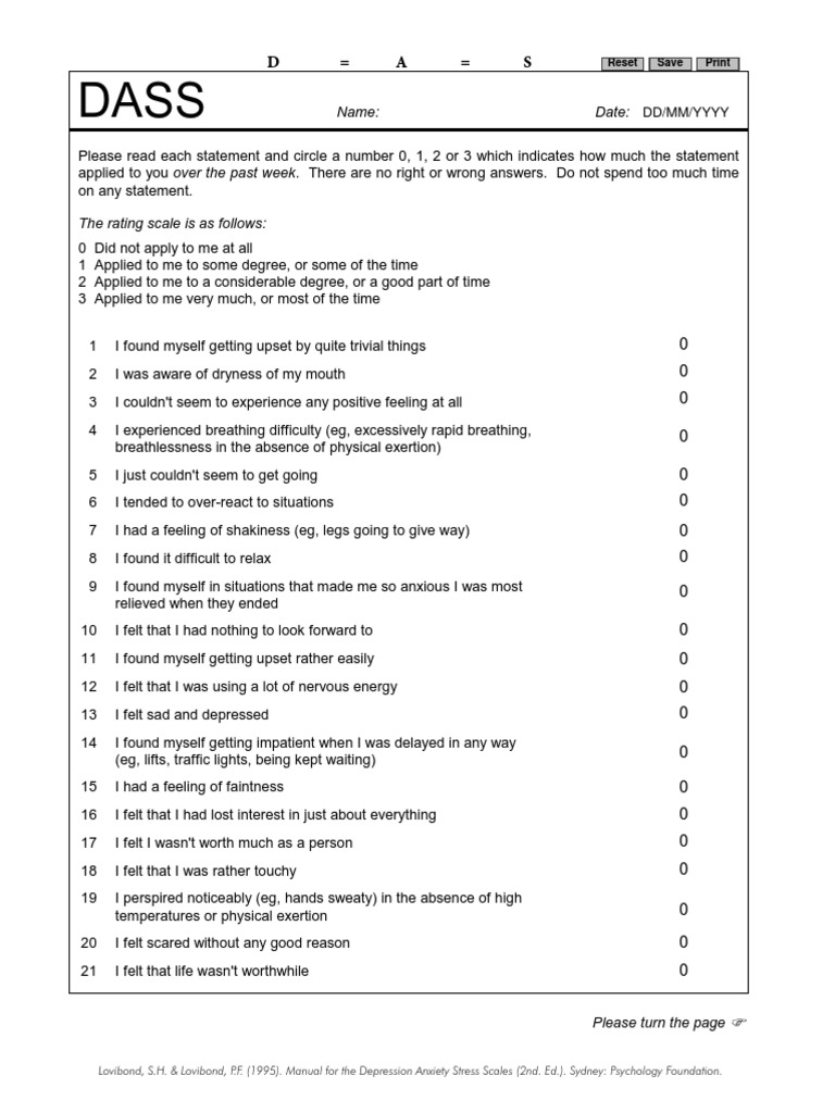 DASS-42 Questionnaire | PDF | Anxiety | Emotions