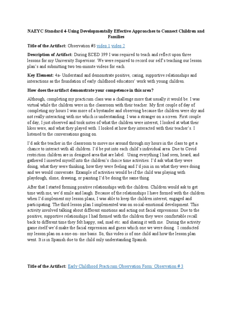 Naeyc Standard 4 | PDF | Lesson Plan | Early Childhood Education