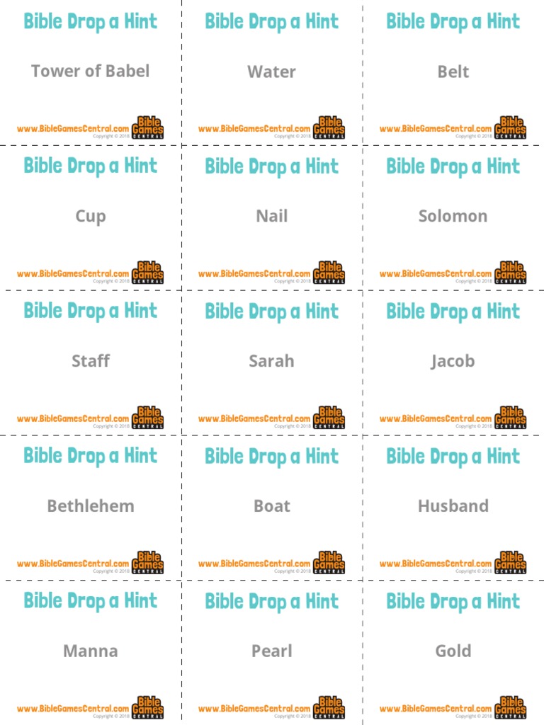 Bible Pictionary Word List