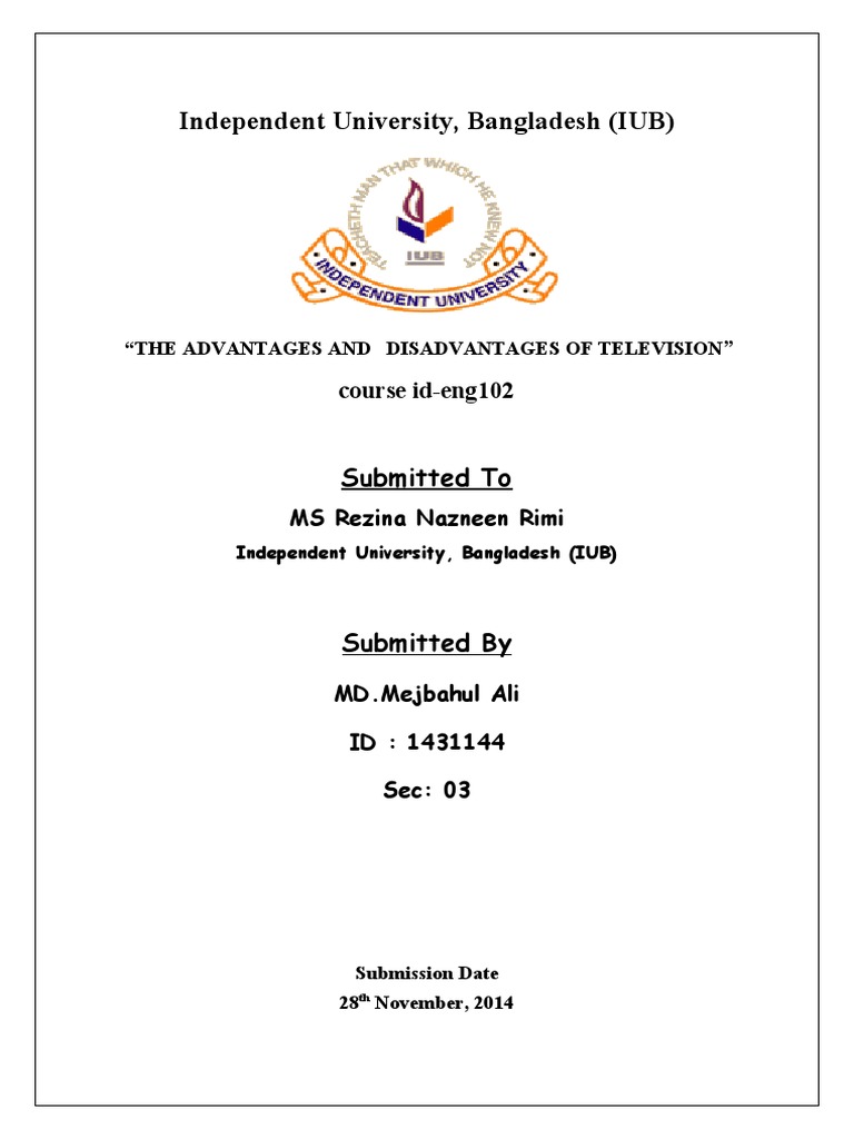 Independent University, Bangladesh (IUB) : Submitted To | PDF ...