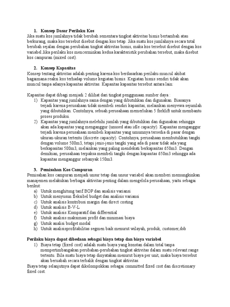 Konsep Dasar Perilaku Kos | PDF