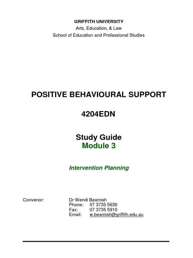 Positive Behavioural Support 4204EDN: Intervention Planning | Download ...