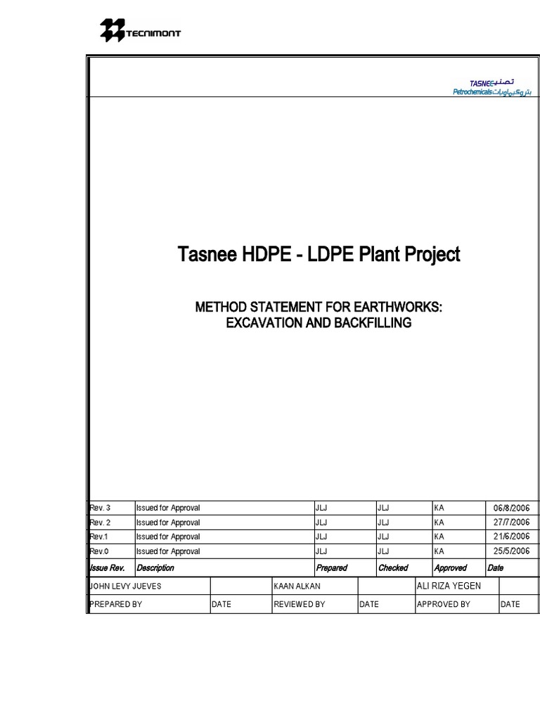 Tasnee HDPE - LDPE Plant Project: Method Statement For Earthworks ...