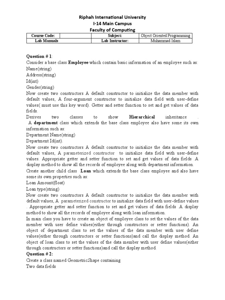 Riphah International University I-14 Main Campus Faculty of Computing | Download Free PDF ...