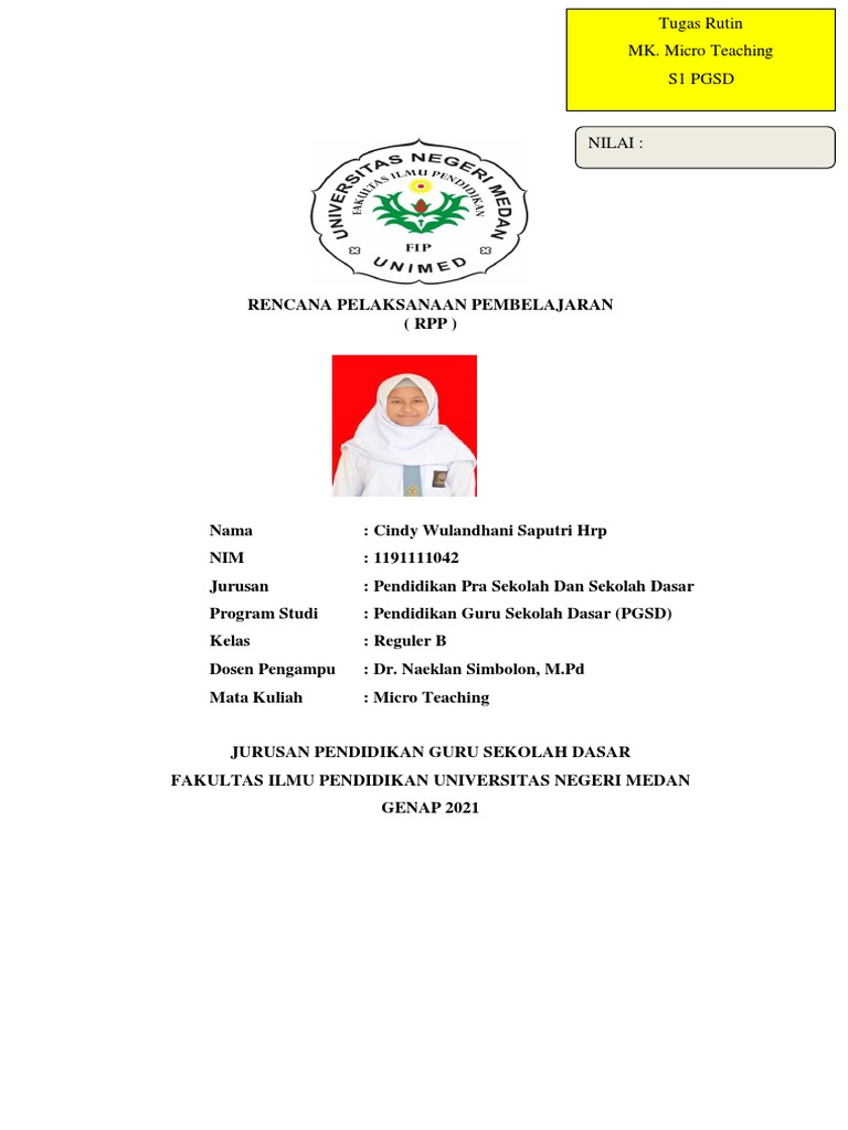 RPP - Micro Teaching - Cindy Wulandhani Saputri HRP - 1191111042 | PDF ...