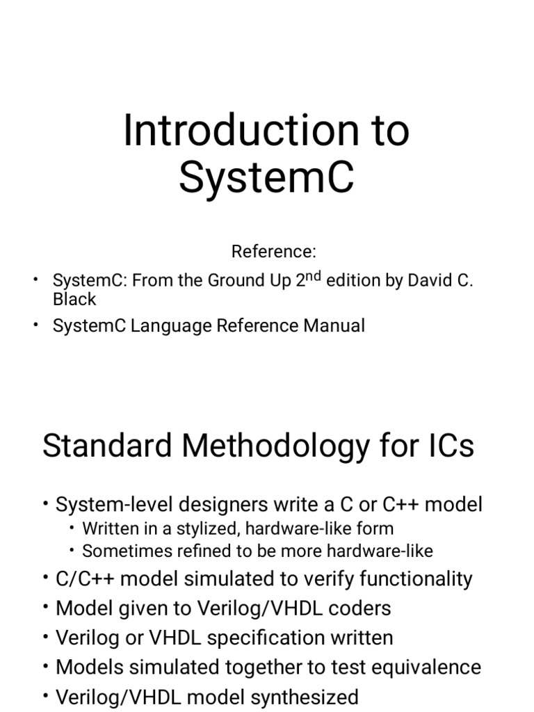 Introduction To Systemc Systemc Language Reference Manual Pdf Boolean Data Type Vhdl 8903