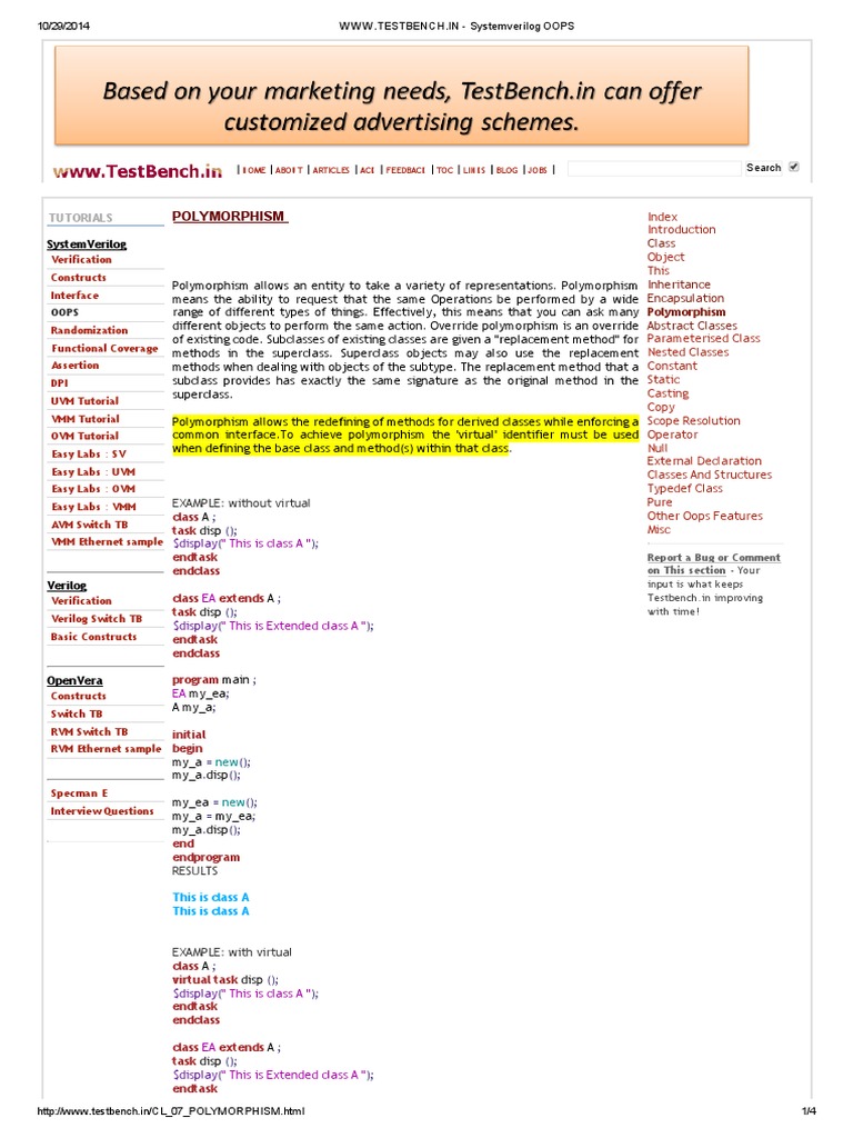 Polymorphism Tutorials Pdf Method Computer Programming Class Computer Programming
