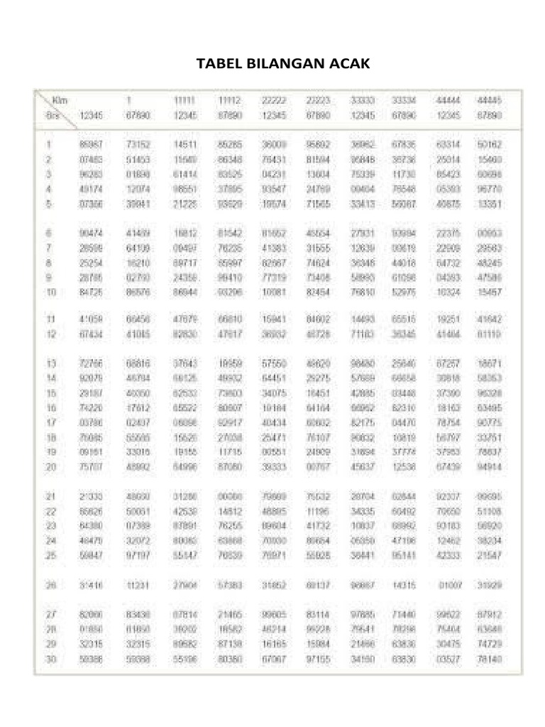 Tabel Bilangan Acak | PDF