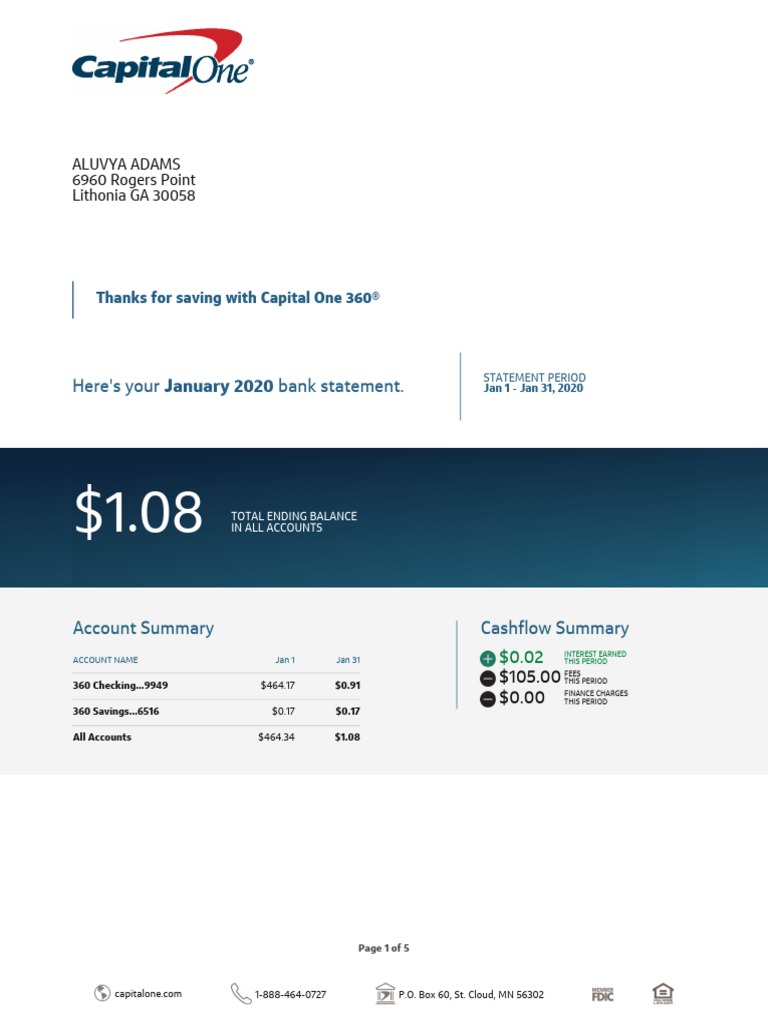 Jan 2020 Bank Statement | PDF | Overdraft | Debit Card