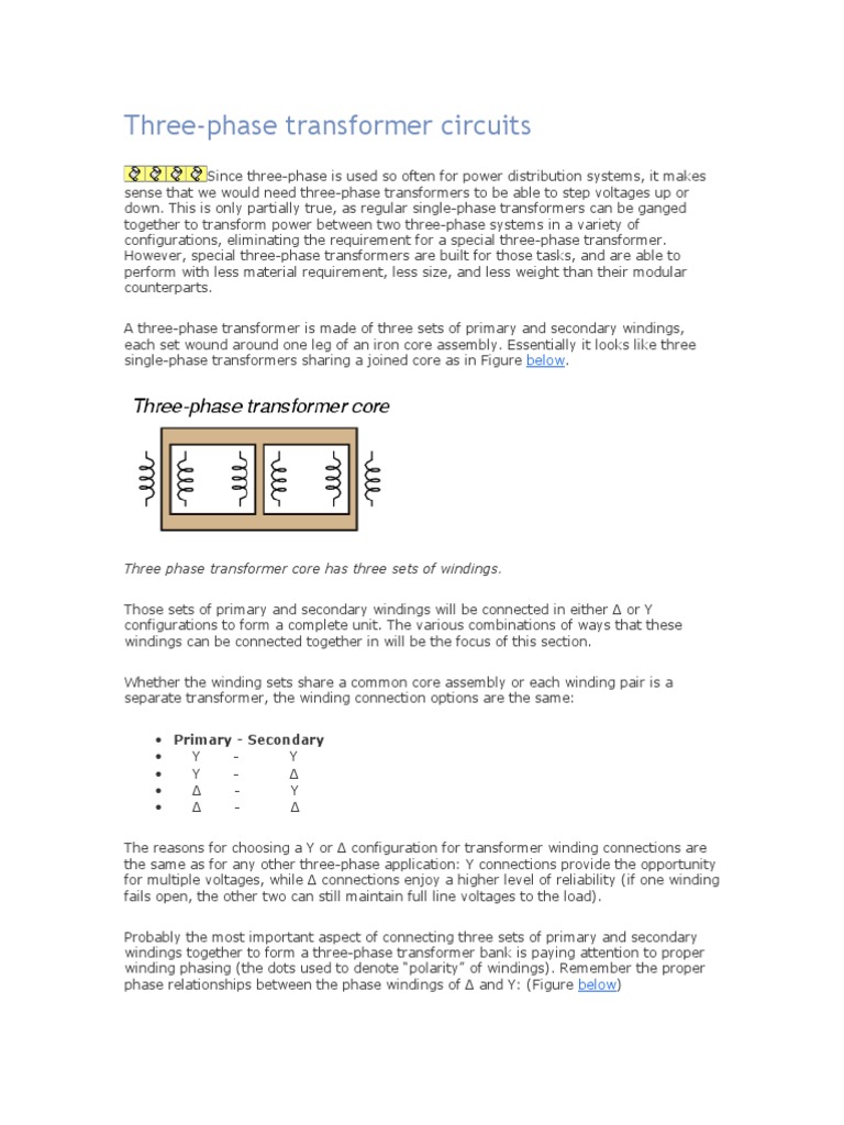 Three-Phase Transformer Connections | PDF | Electric Power System ...